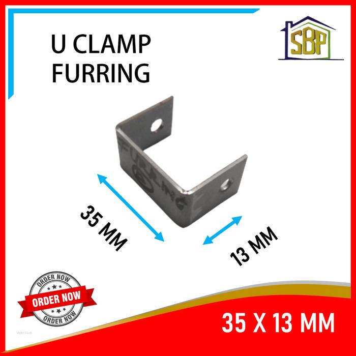 Jual U Clip Klip Clamp Klem Furing Furring Plafon Bracket Lebar 35 x 13 ...
