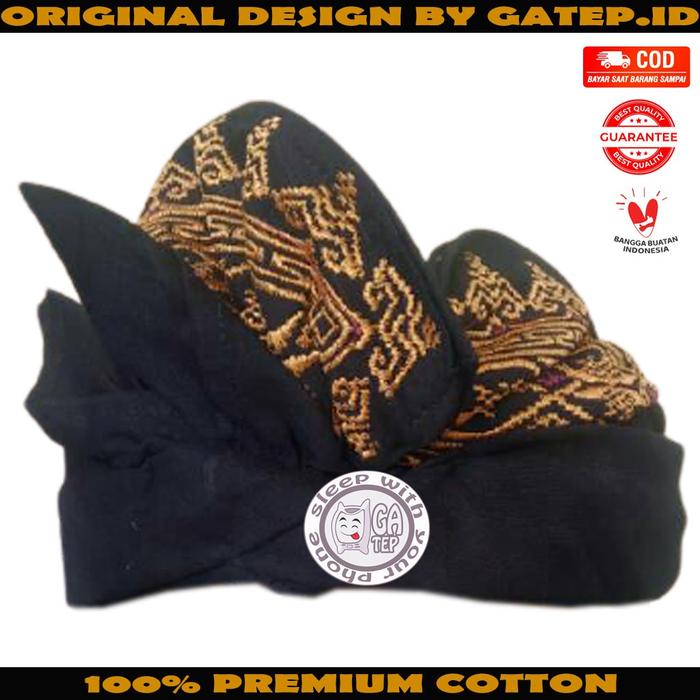 Jual Udeng Bali Ikat Kepala Setengah Jadi Hitam Polos Bordir Emas ...