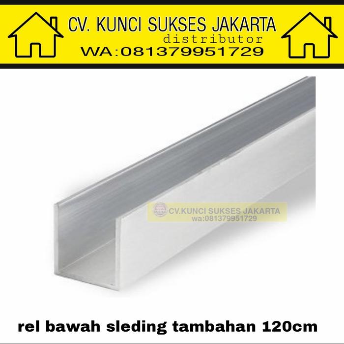 Jual rel bawah pintu geser 120cm aluminium rel tambahan pintu sliding ...