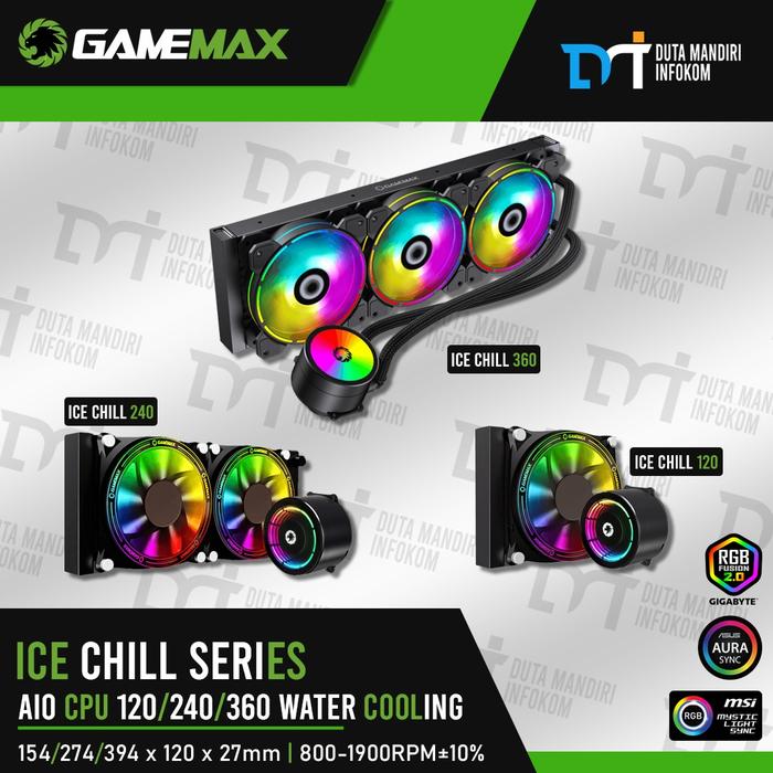 Promo GameMax Ice Chill 120 240 360 Rainbow ARGB - AIO Liquid CPU ...