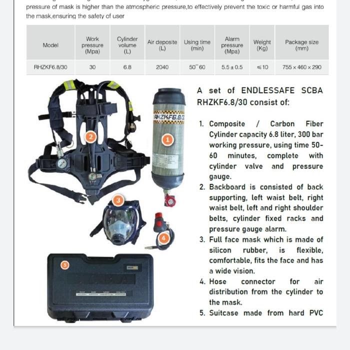 Jual Breathing Apparatus SCBA Composite 6.8L like MSA/yean/hwayan/MURAH ...
