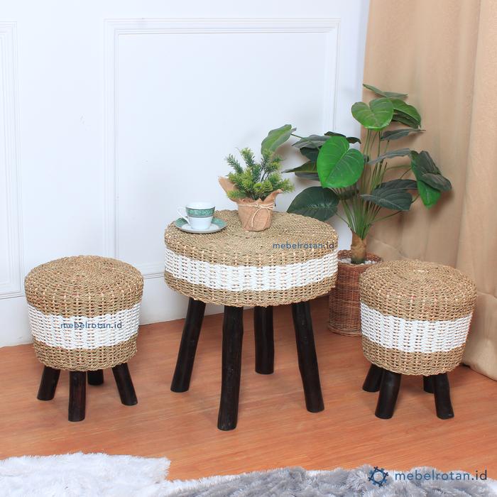 Promo Stool dan Meja Seagrass Kayu | Dingklik Teras | Kursi teras - 2 ...