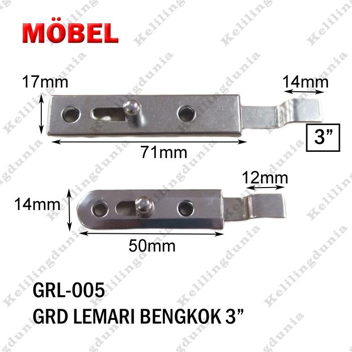 Jual Grendel Bengkok Kecil 2 Inch / Besar 3 Inch Untuk Pintu Lemari ...