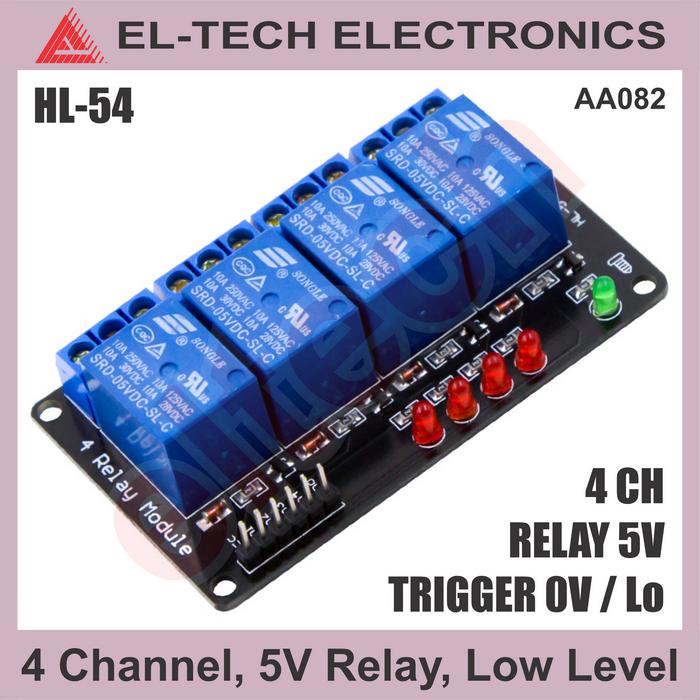 Jual RELAY Module Switch 4 Channel 5V Low Level HL-54 Arduino Shield ...
