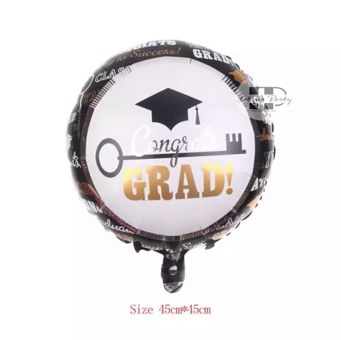 Jual Balon foil Graduation bulat / balon sarjana bulat hitam - Jakarta ...