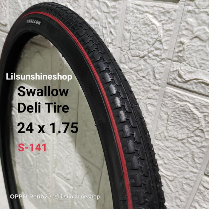 Jual Ban Luar Sepeda 24 x 1.75 Swallow Deli Tire S-141 Hitam Lis Merah - Kab. Jember ...