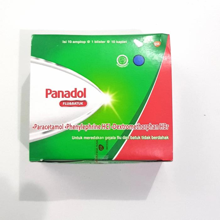 Jual panadol tablet biru merah hijau demam extra cold flu batuk 100's ...