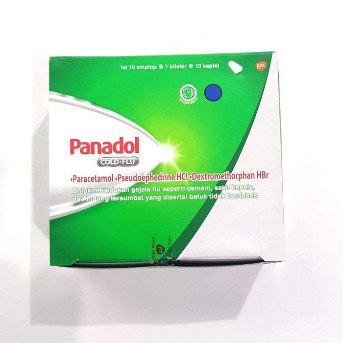 Jual panadol tablet biru merah hijau demam extra cold flu batuk 100's ...