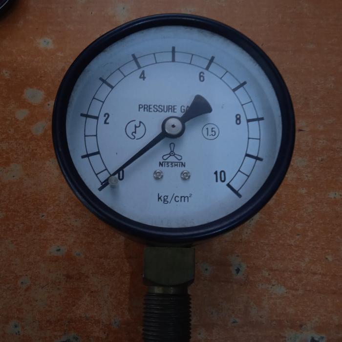 Jual pressure gauge manometer 3" 0-10 kg/cm2 connector 3/8" Nisshin ...