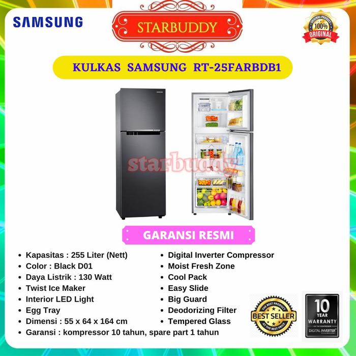 Jual KULKAS SAMSUNG 2 PINTU RT25FARBDB1|BLACK INVERTER - JABODETABEK - Kota Tangerang ...