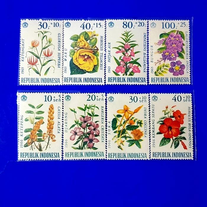 Jual Perangko/Prangko INDONESIA. 1965 & 1966. Seri BUNGA. Set lengkap ...
