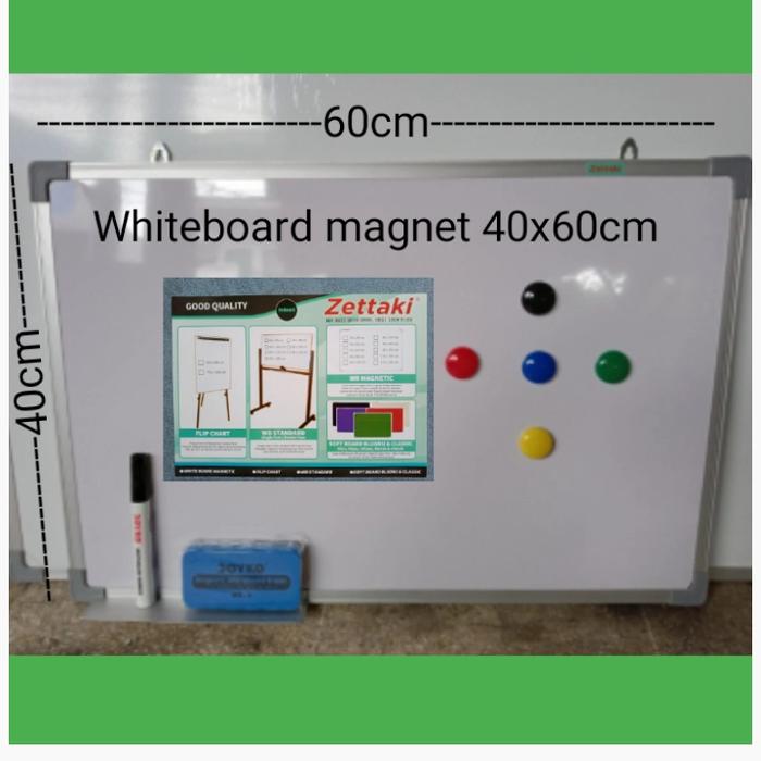 Jual PAPAN TULIS WHITEBOARD MAGNET GANTUNG SINGLE FACE ZETTAKI 40X60CM ...