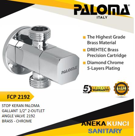Jual PALOMA STOP KRAN 2 CABANG FCP 2192 TWO OUTLET ANGLE VALVE 1/2" CH ...
