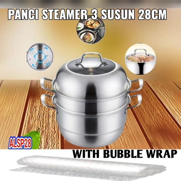 Jual Panci Steam Kukus Kue Rebus Steamer Pot 3 Susun Stainless Anti ...