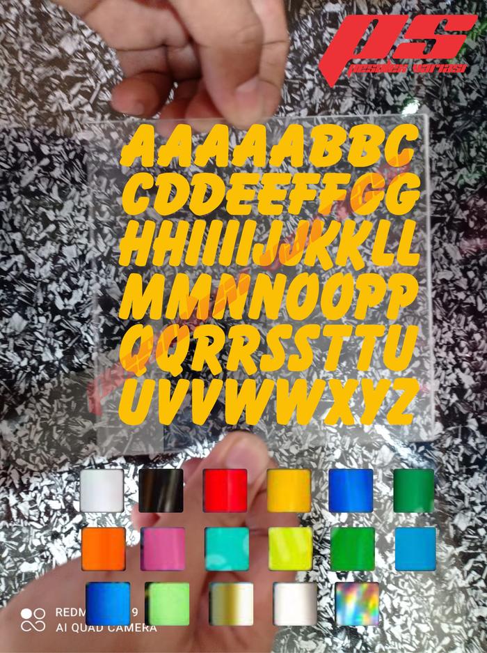 Jual stiker huruf abjad cutting ukuran besar fons miring - Kuning ...