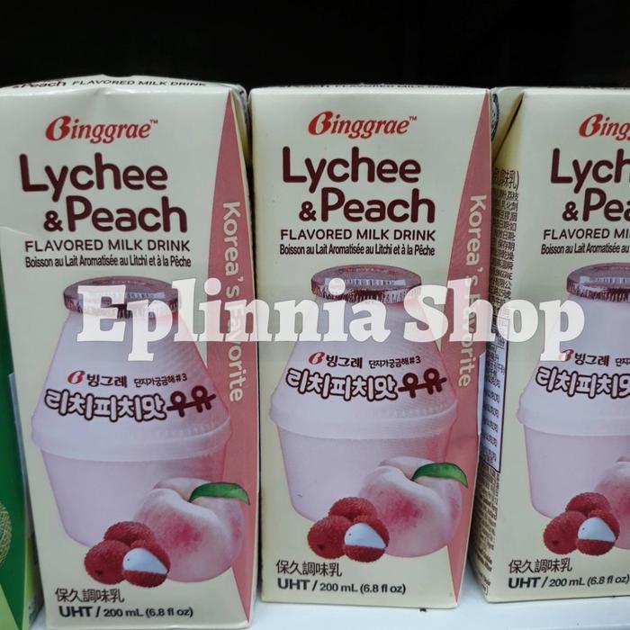 Jual Binggrae Lychee & Peach Flavored Milk Drink 200 ml - Susu Rasa ...