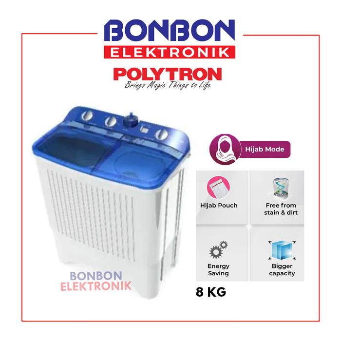 Promo Polytron Mesin Cuci 2 Tabung 8KG PWM-8072B / PWM 8072 B / PWM8072 ...