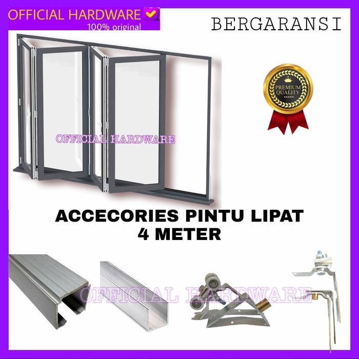 Jual rel pintu lipat 4 meter 1set lengkap componen pintu lipat folding ...