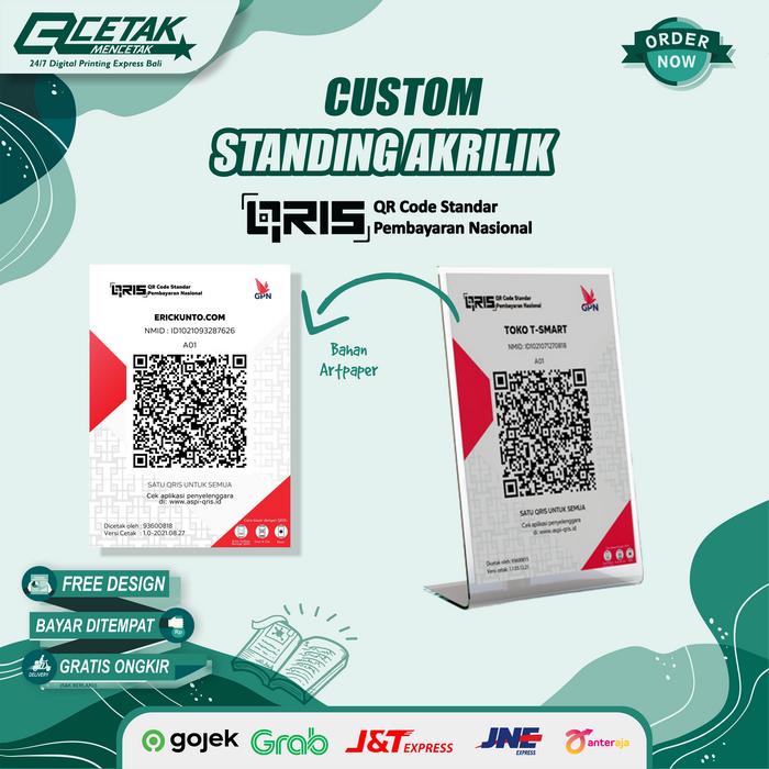 Jual Cetak Standing Display Akrilik Sign Holder Custom QRIS Promosi ...