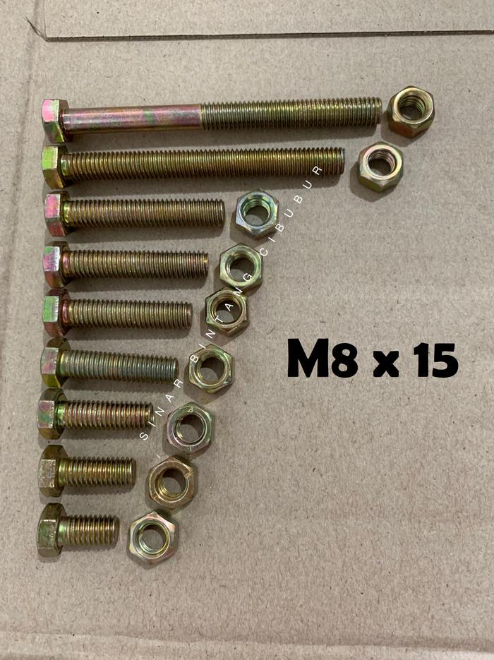 Jual Baut Mur Kuning M8 x 15 / BMK M8x15 / 8x15 / Hex / Baut Kunci 12 - Jakarta Timur - SBC ...