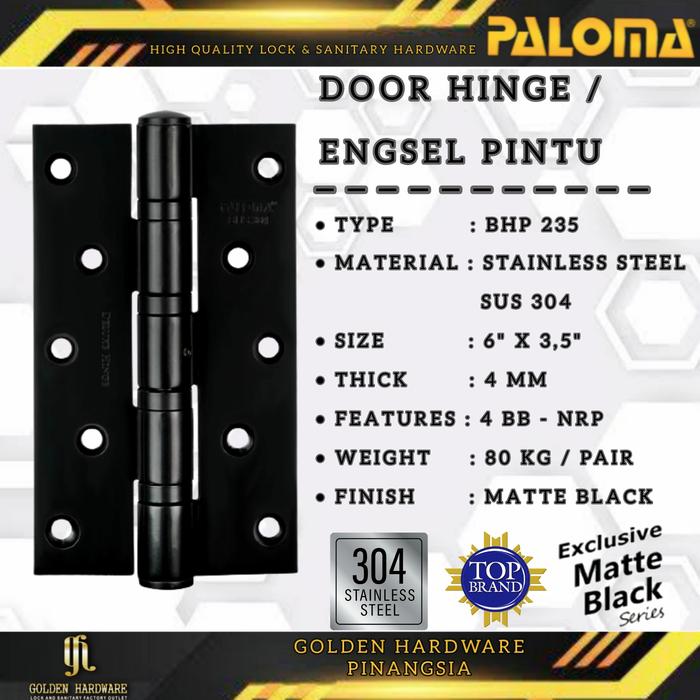 Jual PALOMA BHP 235 ENGSEL PINTU 6" INCH ENGSEL KUPU KUPU STAINLESS ...