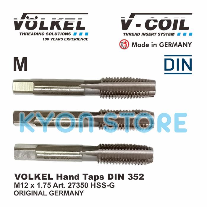 Jual HAND TAPS M12 x 1.75 DIN Art. 27350 HSS-G VOLKEL ORIGINAL GERMANY ...