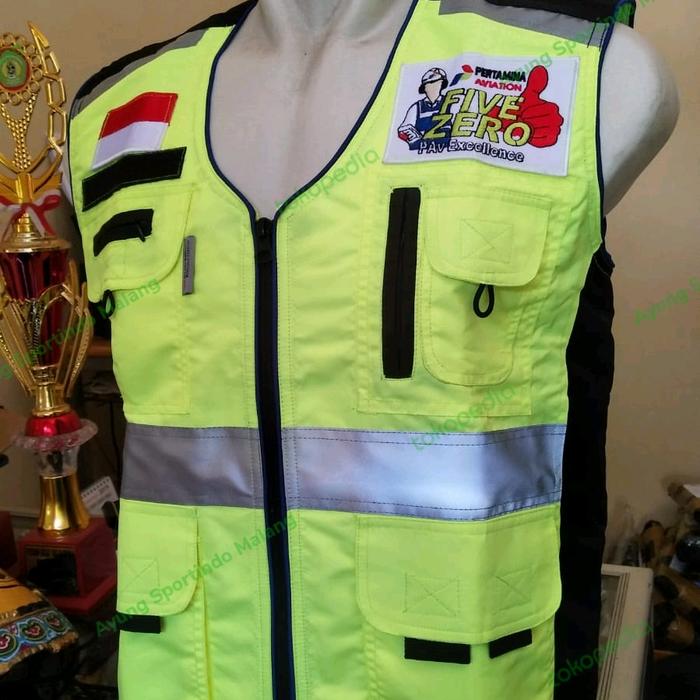 Jual Rompi Kerja Vest Safety PERTAMINA Aviation Five Zero PAv ...
