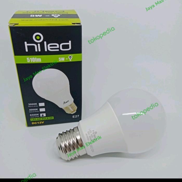 Jual Lampu Bohlam LED DC 12 Volt Hiled Bulb 5W 5 Watt Putih 6500K E27 ...