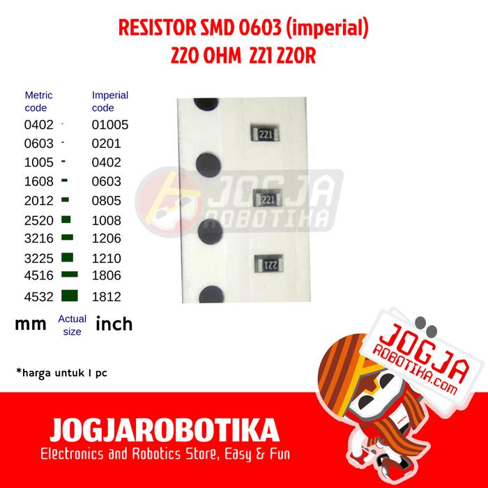 Jual 220 OHM 221 2200 SMD 0603 RESISTOR - Kab. Sleman - Jogjarobotika ...