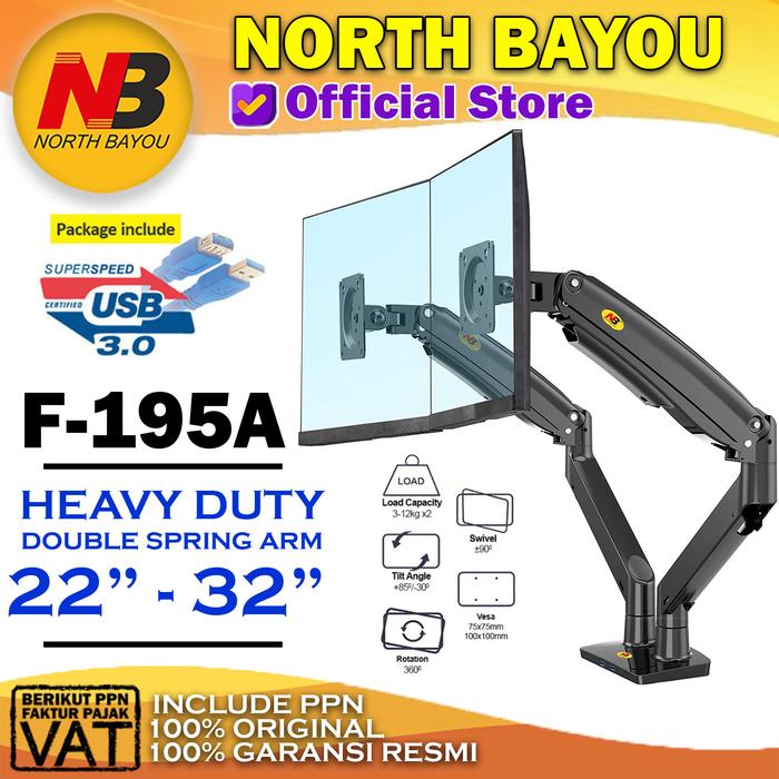 Promo NB F195A North Bayou F 195A Dual Monitor Desk Mount Stand BRACKET ...
