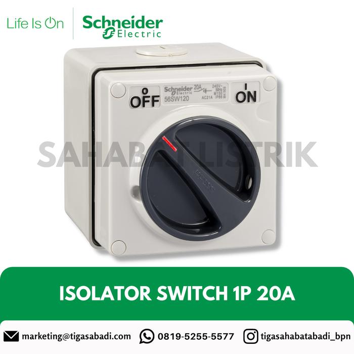 Jual Disconnect Switch Schneider ON/OFF 56SW120GY 20A 1P 220V IP66 ...