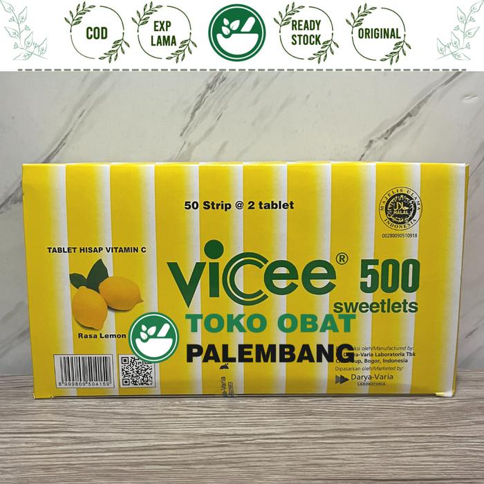 Jual 1 BOX VICEE LEMON 50 STRIP 100 TABLET 500MG PERMEN VITAMIN C ...