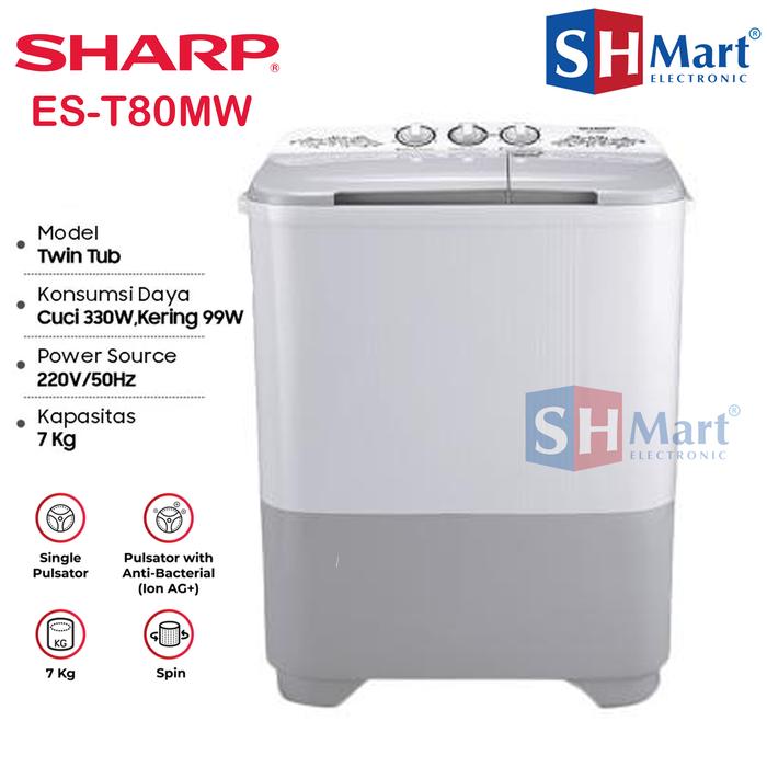 Promo MESIN CUCI SHARP 8 KG 2 TABUNG EST-80MW / EST80MW GARANSI RESMI ...