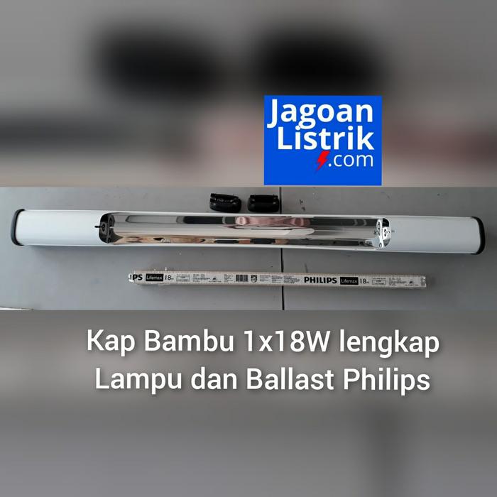 Jual Set Kap Lampu TL Housing Bambu 1x18W Lengkap dengan Lampu TLD ...