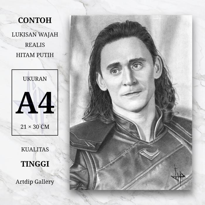Jual Lukisan Wajah Hitam Putih Ukuran A4 (21×30cm) - Standar, 3 Wajah ...