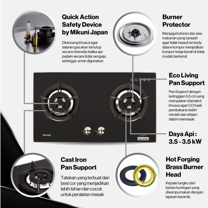 Jual Kompor Gas Tanam Built-in Gas Hob Rinnai 2 Tungku Rb-2gh-c Rb2ghc Di Seller Jete Store ...