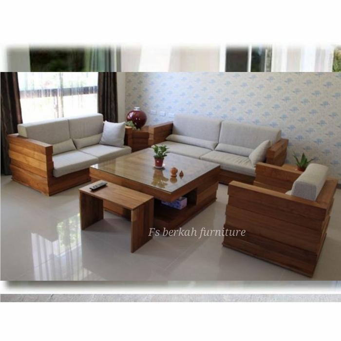 Jual set kursi tamu minimalis kayu jati solid,meja kursi ruang tamu 321 ...