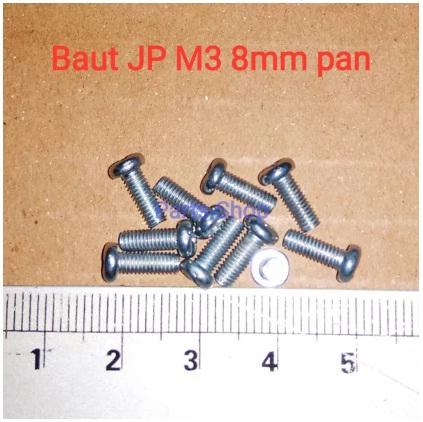 Jual Baut M3 8mm Pan Mach Screw Baud M 3 3mm x 8 mm 3x8mm Obeng + Plus ...