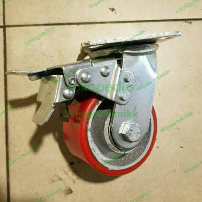 Jual Roda Pu Heavy Duty 4 inch hidup rem roda troli heavy duty 4 inch ...
