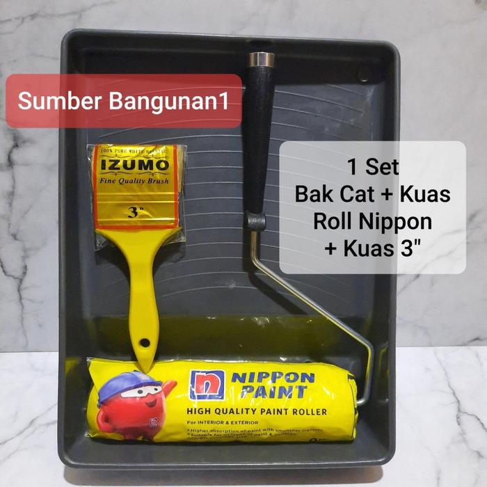 Jual Bak Cat 1 set kuas roll nippon paint roller cat tembok tatakan ...