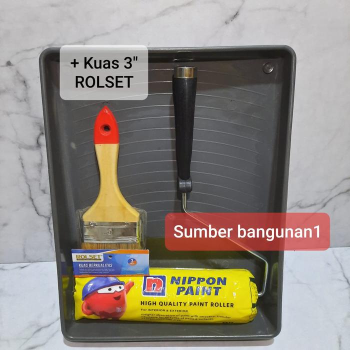 Jual Bak Cat 1 set kuas roll nippon paint roller cat tembok tatakan ...