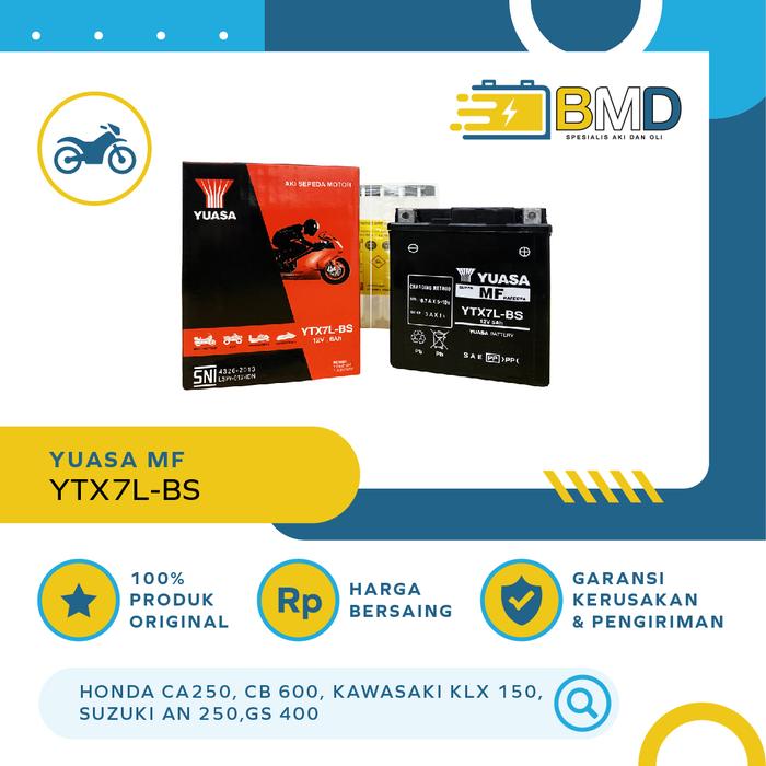 Jual Aki Motor Yuasa YTX7L-BS / YTX7LBS untuk CBR, Vespa, KLX, KSR, dll. - Jakarta Barat - PT ...