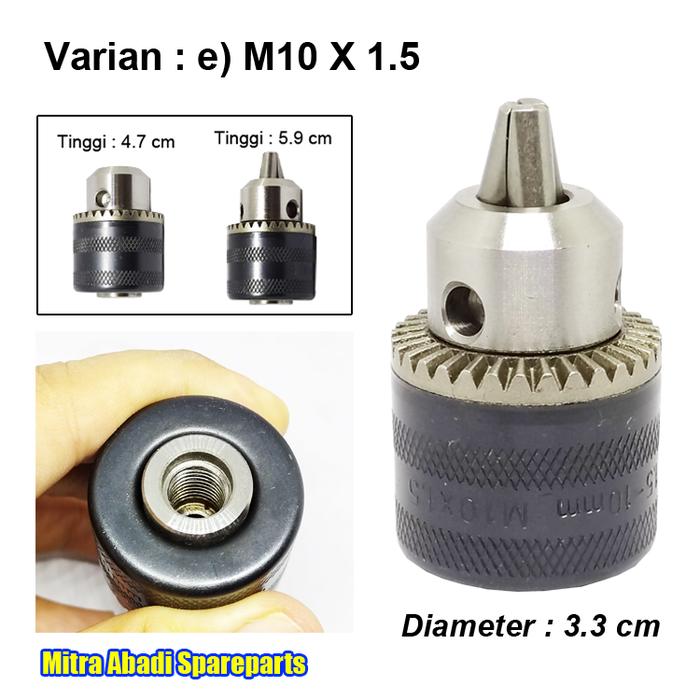 Jual DRILL CHUCK Kepala Bor ukuran 1,5-10mm + Kunci 10mm - M10 X 1 5 ...