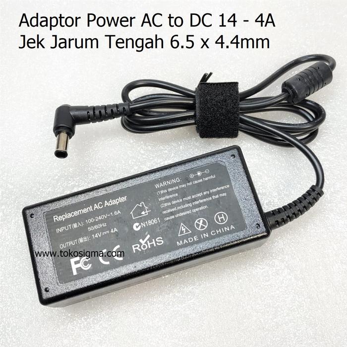 Jual Adaptor Power Supply 56W AC to DC 14V 4A Jek 6.5x4.4mm Monitor LED ...