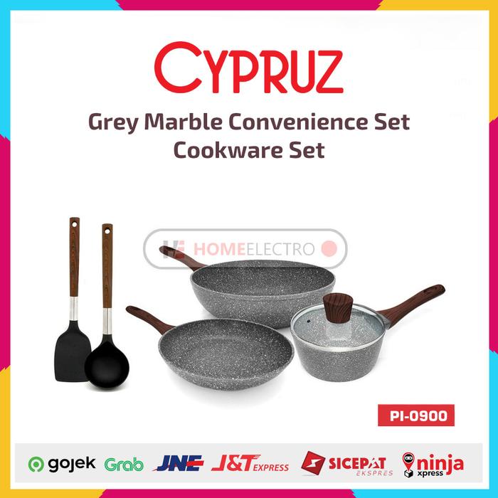 Promo Cypruz PI-0900 Paket Marble Cookware / Grey Marble Convenience ...