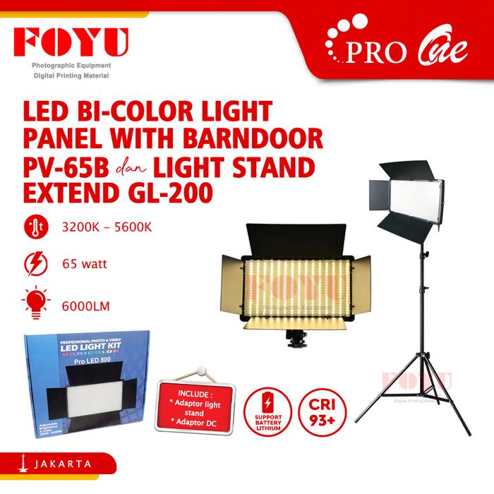 Promo LED Bi-Color Light Panel With Barndoor Pro One PV-65B dan Light ...