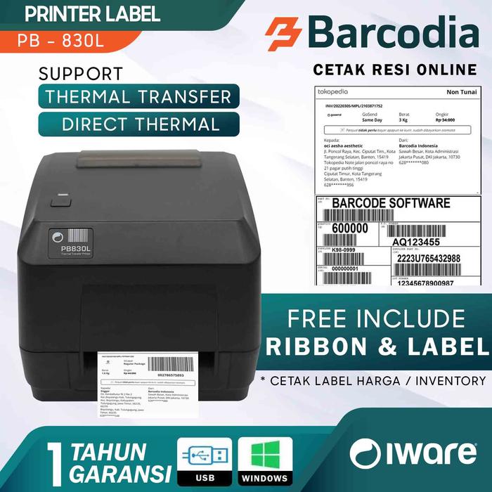 Promo BARCODE LABEL PRINTER IWARE PB-830L SETARA WINCODE C342C-ZEBRA ZD888T Cicil 0% 3x ...