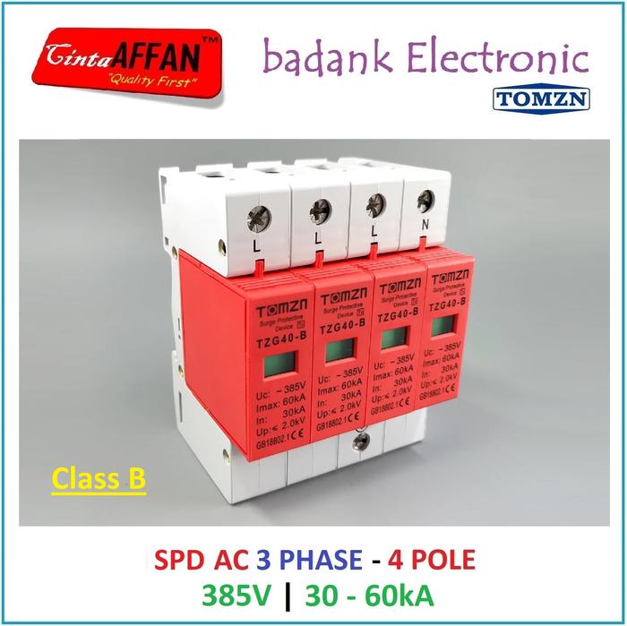 Jual [3 Phase] SPD AC 3P+N 385V 30-60kA Surge Protect Device - - badank ...