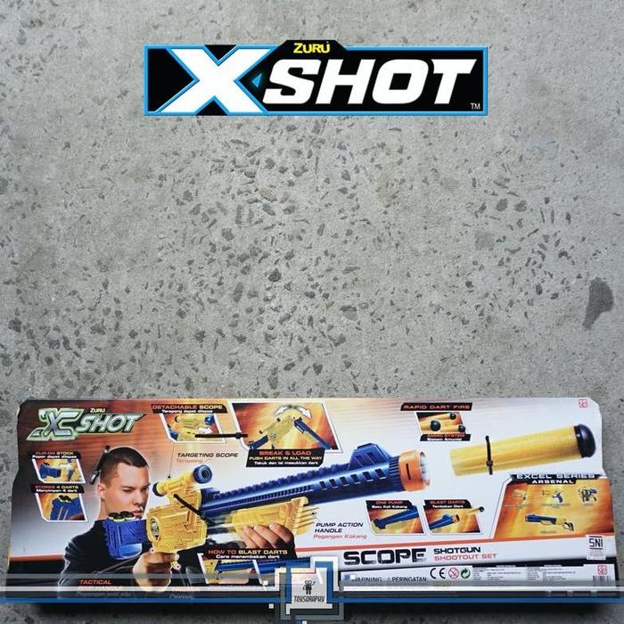 Jual Zuru Xshot SCOPE Shotgun Shootout Set X Shot Sniper Blaster Nerf ...