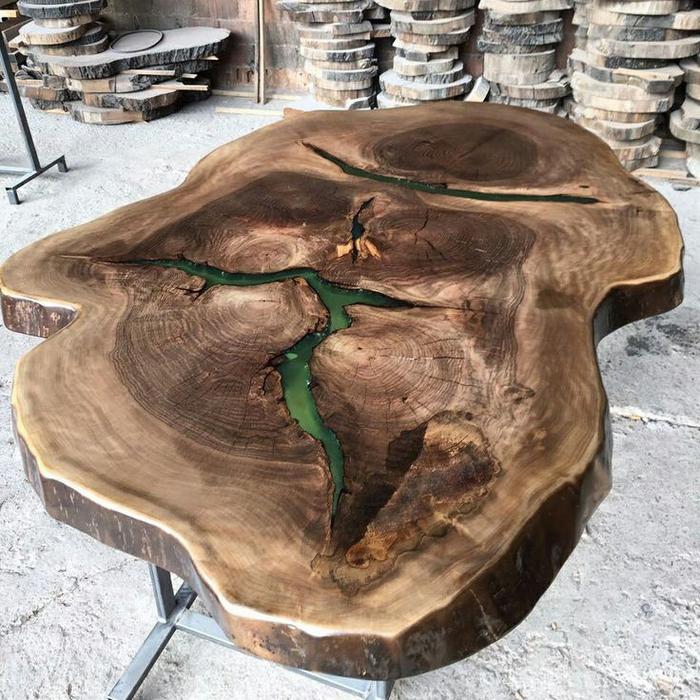 Jual meja resin bulat / meja resin kayu suar / meja resin murah / meja ...